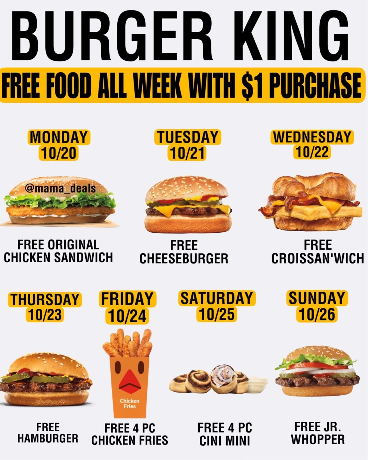 Burger King Treat Week – Free Food All Week With $1 Purchase - Mama Deals