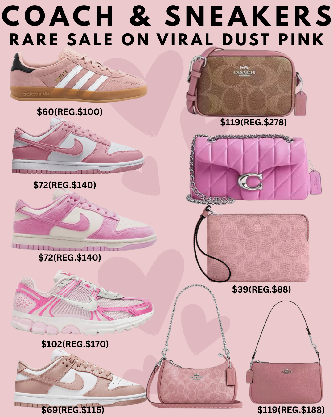 Coach Bags & Viral Pink Sneakers Sale – Rare Dusty Pink Deals! - Mama Deals