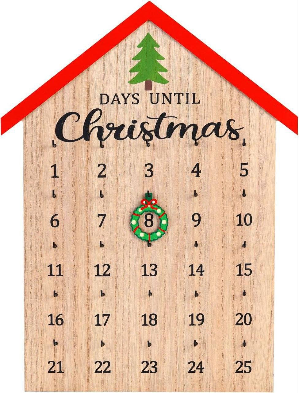 $10 Christmas Countdown Calendar Wooden Tabletop Wreath at Amazon ...