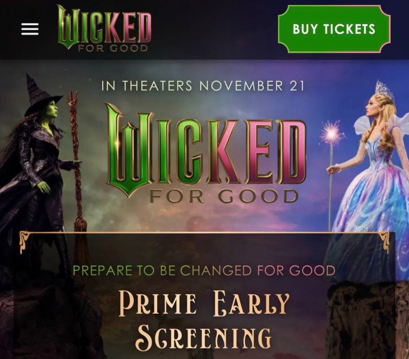 Prime Early Screening – Wicked: For Good - Mama Deals