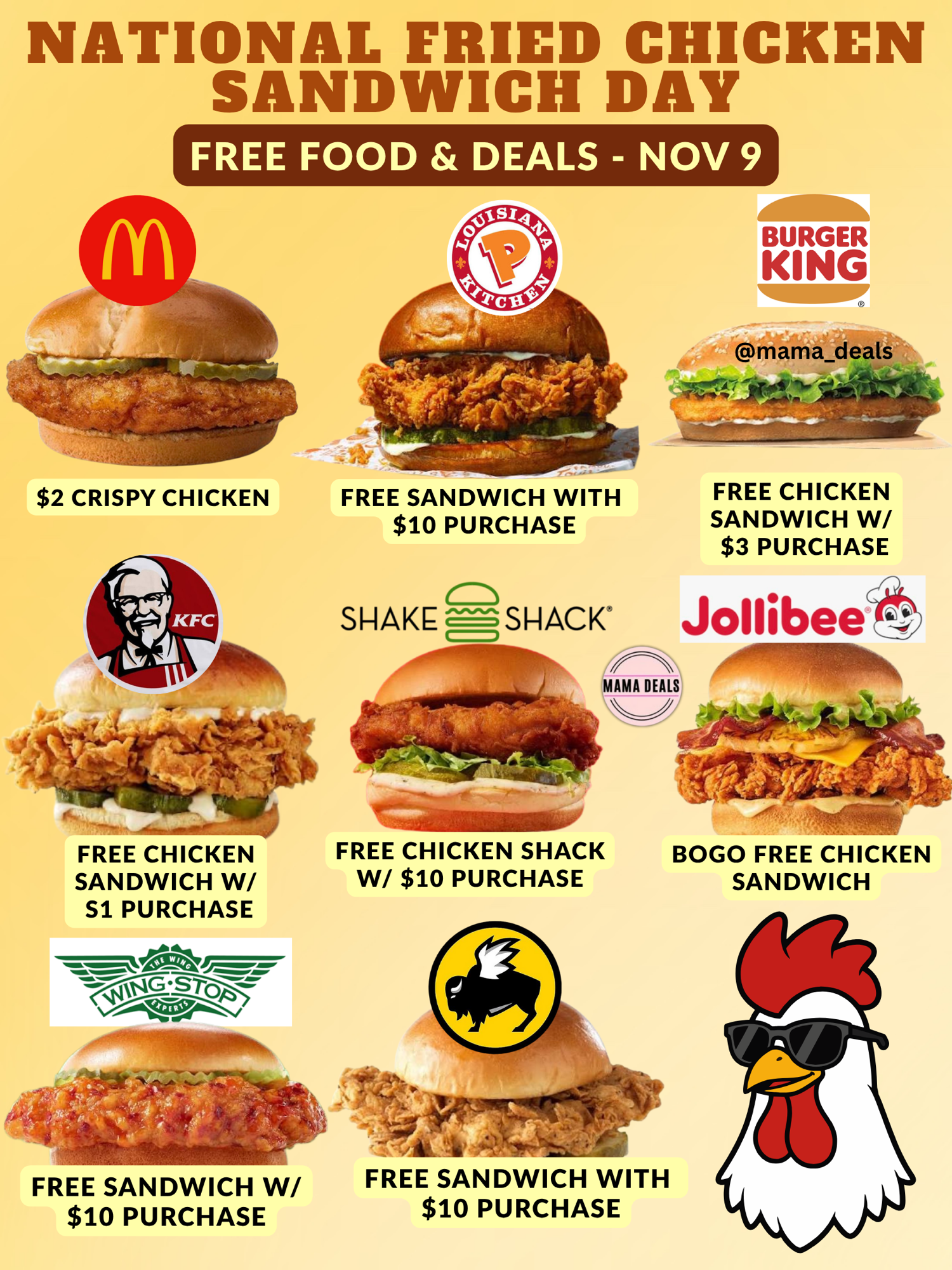 National Fried Chicken Sandwich Day Deals – November 9 - Mama Deals