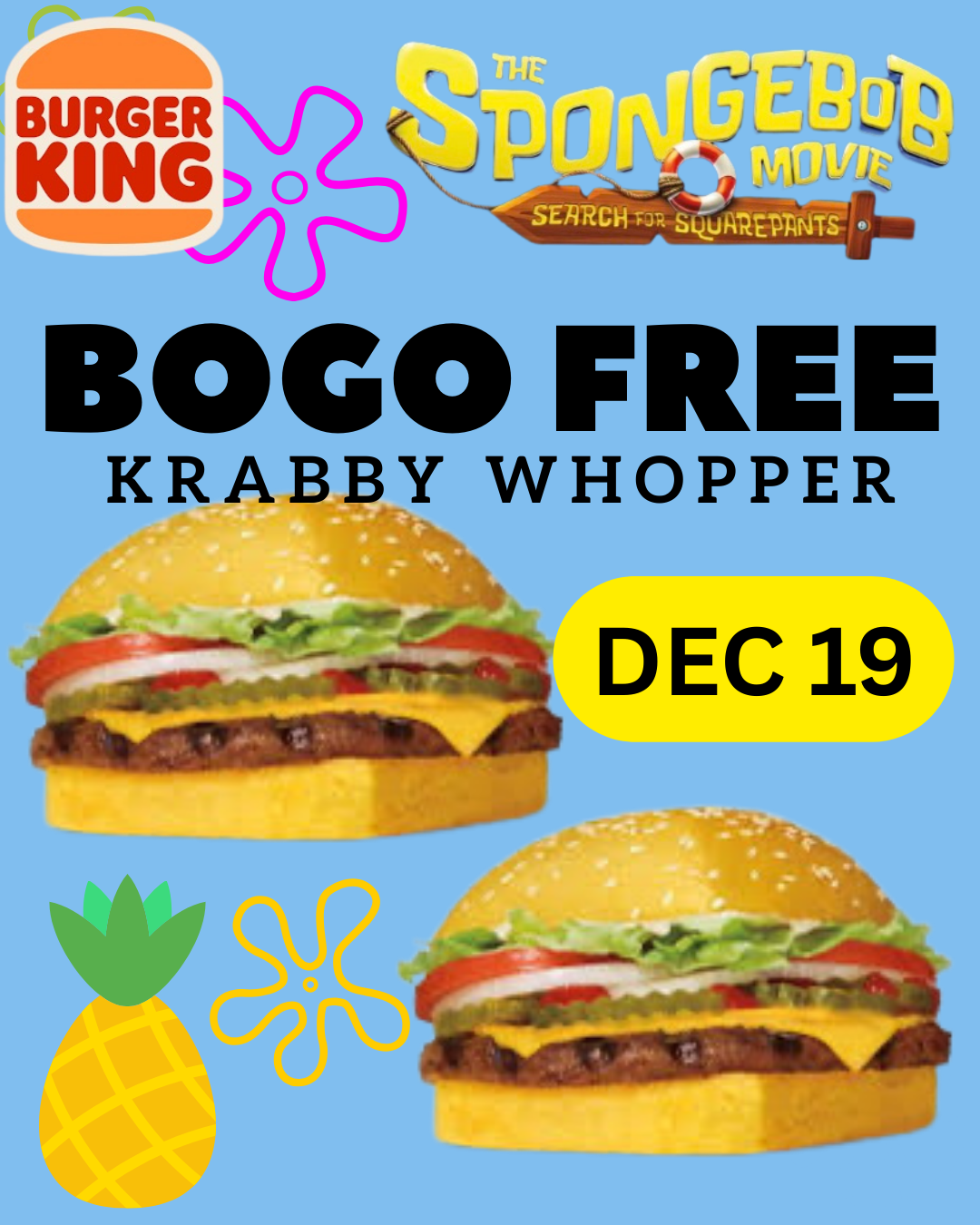 BOGO SpongeBob’s Krabby Whopper at Burger King (Today Only!) - Mama Deals