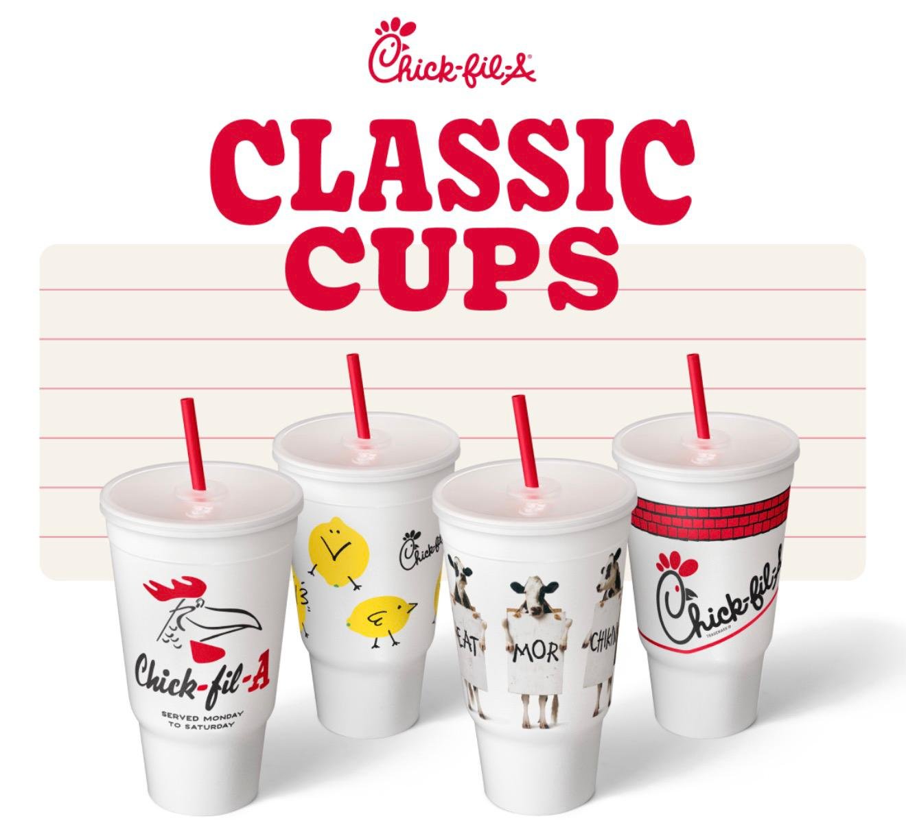 Chick-fil-A Retro-Style Classic Cups Launch Starting Today - Mama Deals