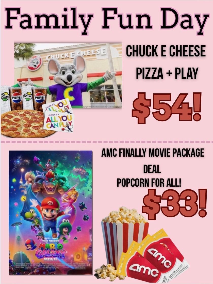 43% Off Chuck E. Cheese Family Fun Night + AMC Movie Tickets Deal ...