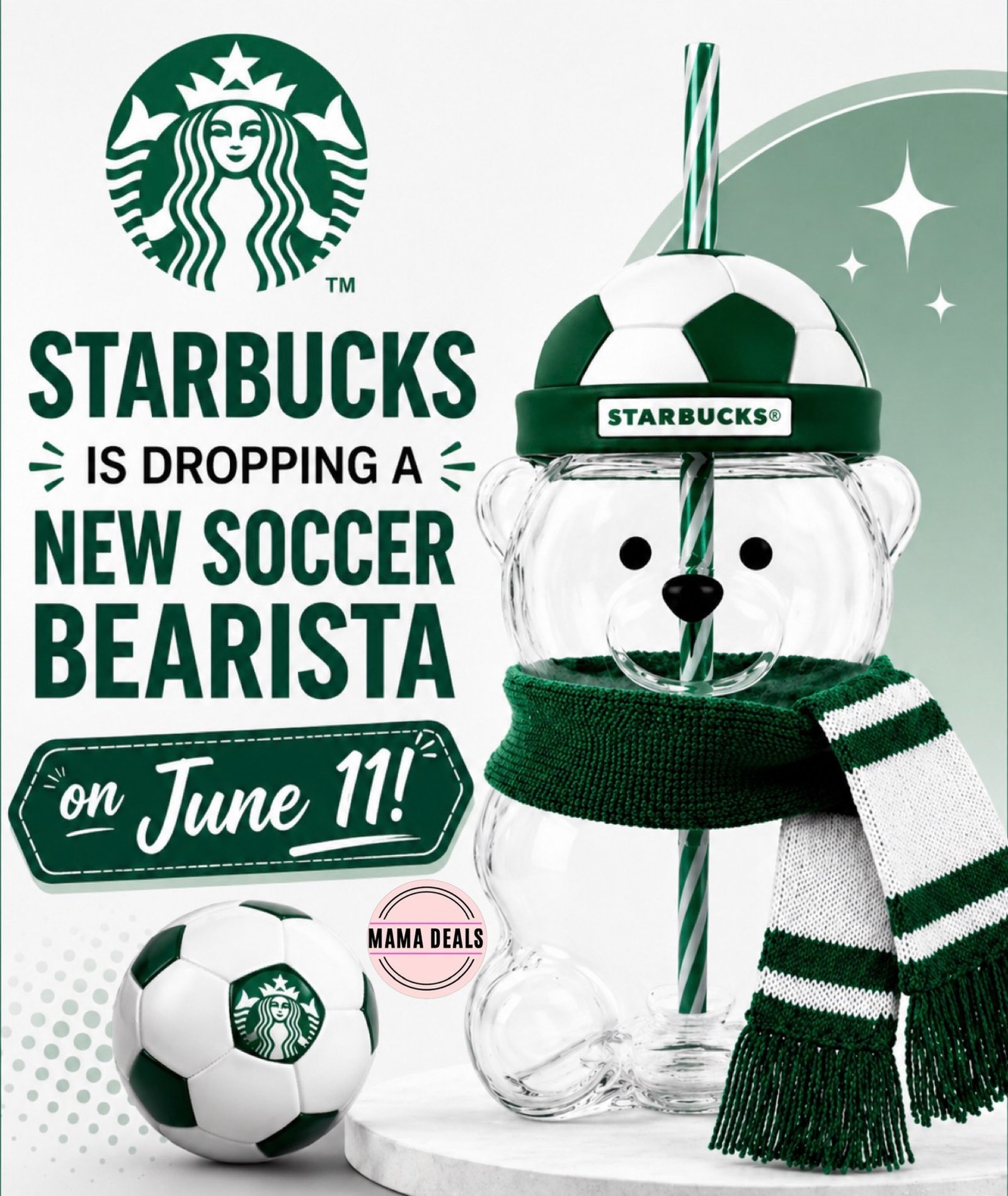 Starbucks Soccer Bearista Glass Cup Arrives June 11 for Reserve Members ...